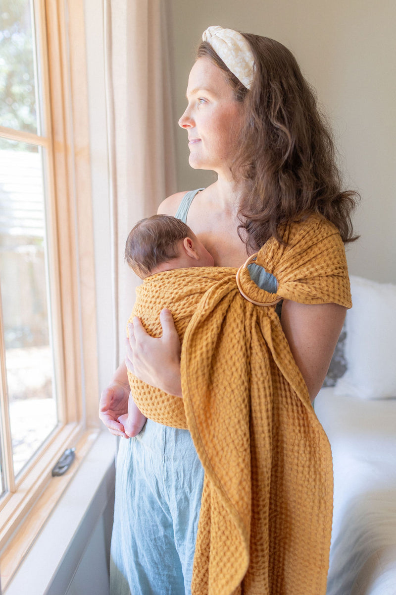 Woven Waffle Ring Sling Baby & Toddler Carrier Linen Cotton | LoveHeld